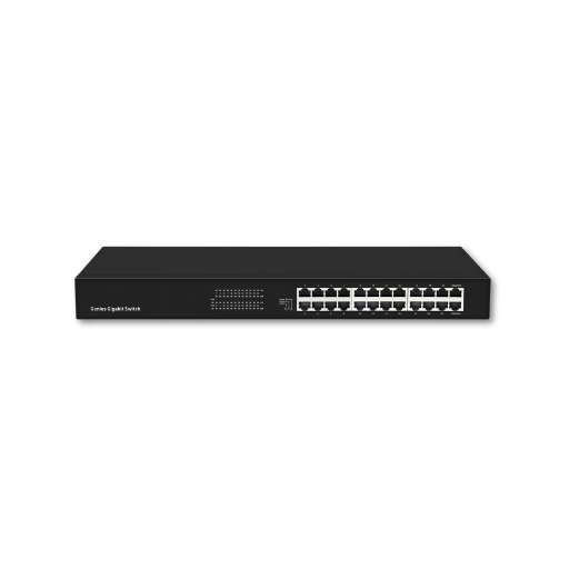 24-PORT 10/100/1000 RJ45 19" 1U LAN-SWITCH LA-SWAI-G0024-R - Lan-Com A/S